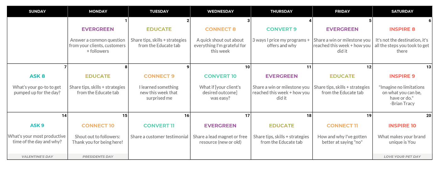OTO Content Calendar System Subscriber Exclusive - ConversionMinded