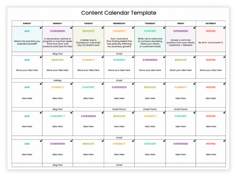 Content calendar planner in google sheets | ConversionMinded
